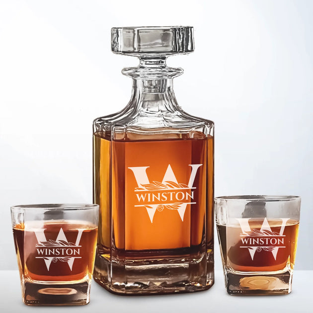 Custom Monogram Decanter Set | Initial and Name | Personalize.ae